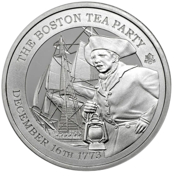 St Helena Boston Tea Party 250 rocznica 1 uncja Srebra 2023 | NumiTracker